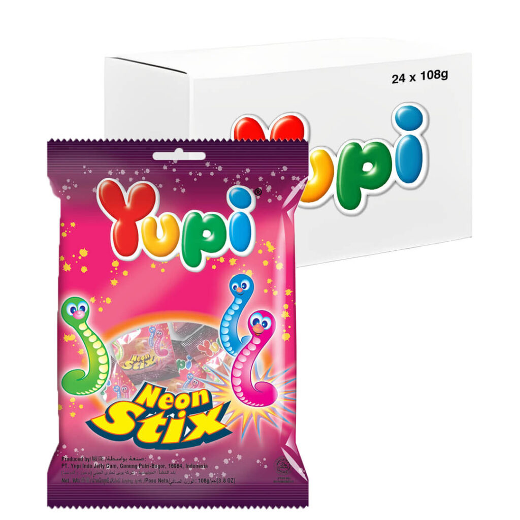 Yupi Neon Stix Gummy 24x108g - Martoo Store
